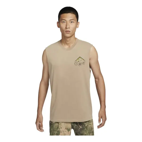 Nike Dri-fit Graphic Running Tank - Khaki