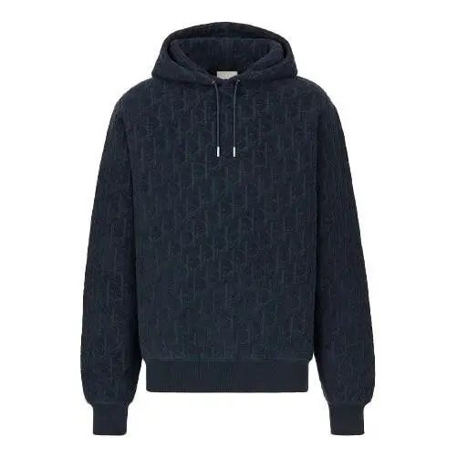 Dior Monogrammed Terry Cotton Hoodie - Navy Blue
