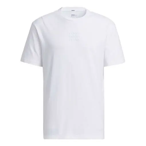Adidas Neo Embroidered Logo Solid Color Sports Round Neck Short Sleeve White - Multi-color