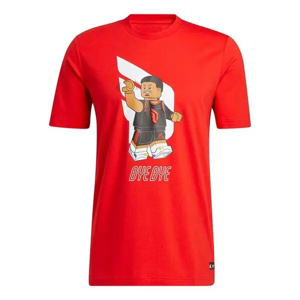 Adidas X Lego Crossover Dame Ss Damian . Lillard Funny Blocks Printing Basketball Sports Short Sleeve T-shirt - Red