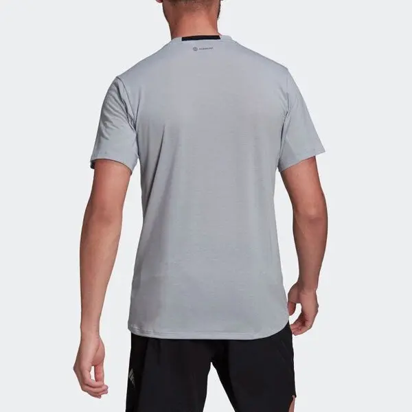 Adidas Solid Color Sports Logo Casual Round Neck Short Sleeve Gray - Default Color