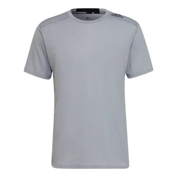 Adidas Solid Color Sports Logo Casual Round Neck Short Sleeve Gray - Default Color