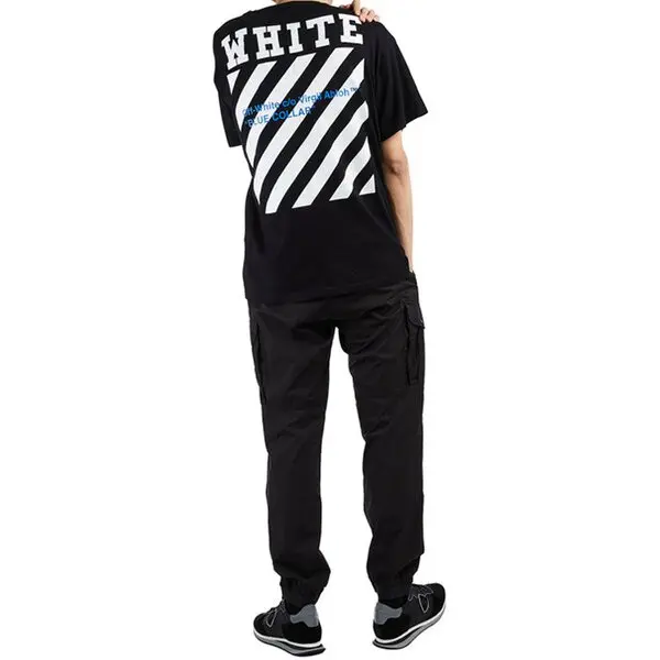 Off-White Ss21 Cotton Stripe Printing Pattern Round Neck Short Sleeve Black