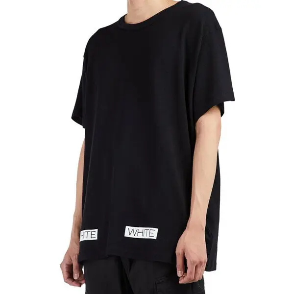 Off-White Ss21 Cotton Stripe Printing Pattern Round Neck Short Sleeve Black - Black/white