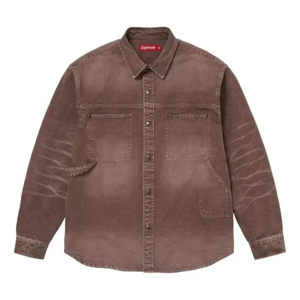 Supreme Ss26 Worn Snap Painter Shirt - Brown