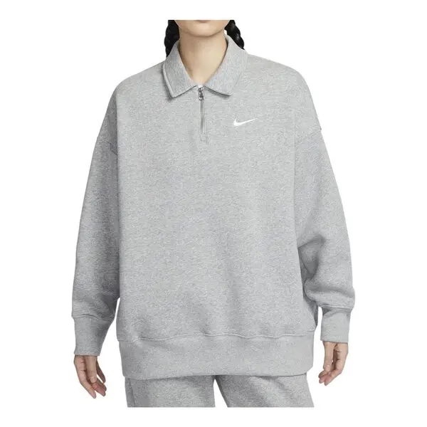 Nike Phoenix Fleece Collared Sweatshirt - Grey/white