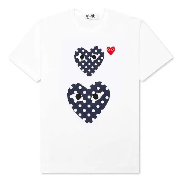 Play Comme Des Garcon Polka Dots Two Hearts Tee Blue