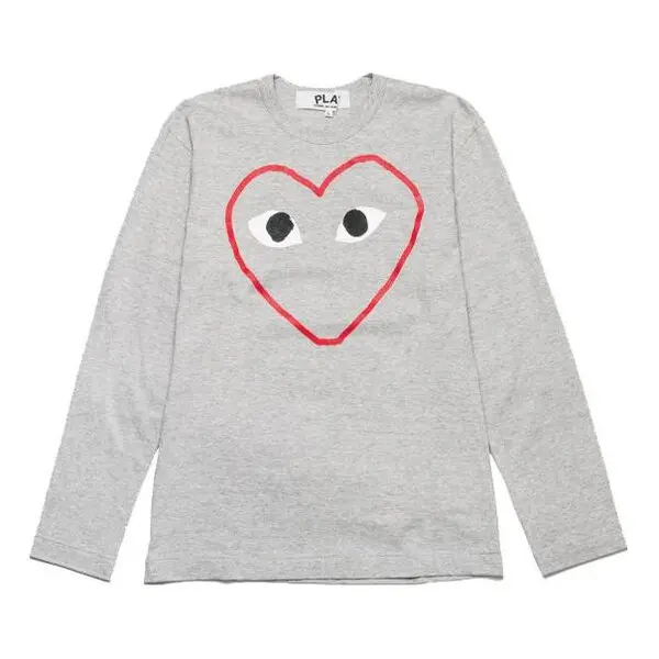 Play Comme Des Garcon Red Love Printing Gray Long Sleeves - Grey