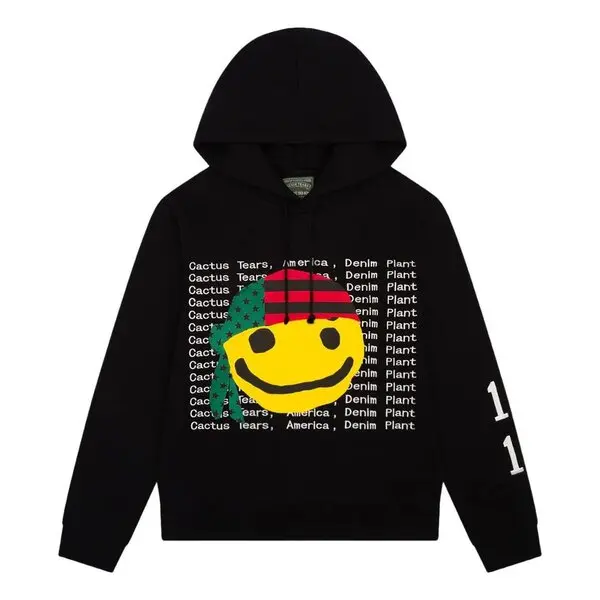 DENIM TEARS X Cactus Plant Flea Market Smiley Face Hoodie - Black