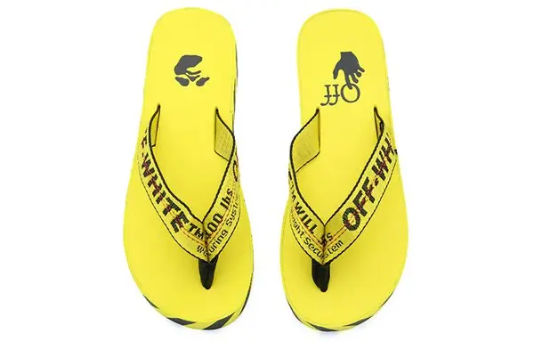 Off-White Graphic Print Flip Flops - Yellow