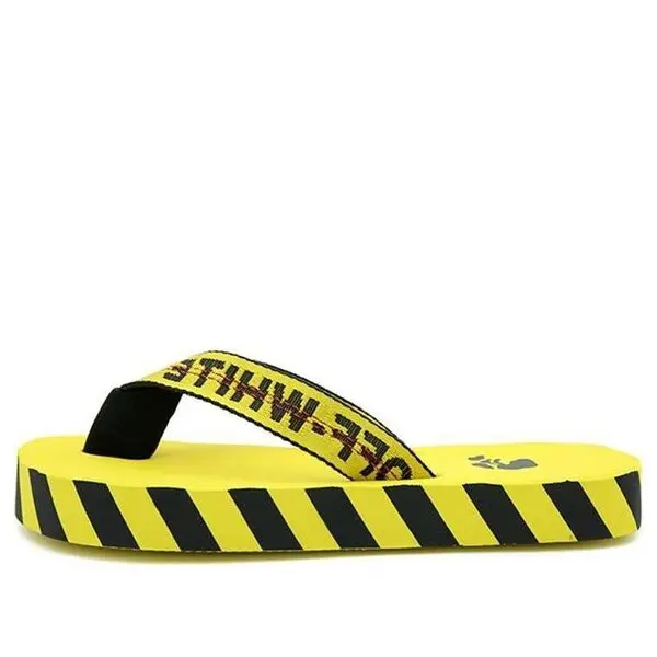 Off-White Graphic Print Flip Flops - Yellow