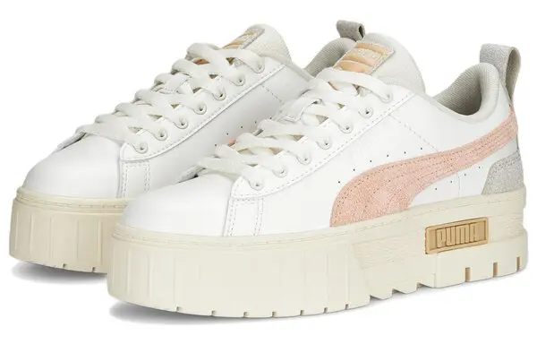 PUMA White Pink Low Top Sneakers