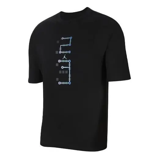 JORDAN Singles Day Luminous Design Printing Round Neck Short Sleeve T-shirt - Black