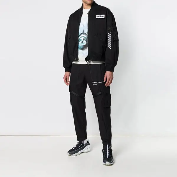 Off-White Ribbed Aviator Logo Jacket