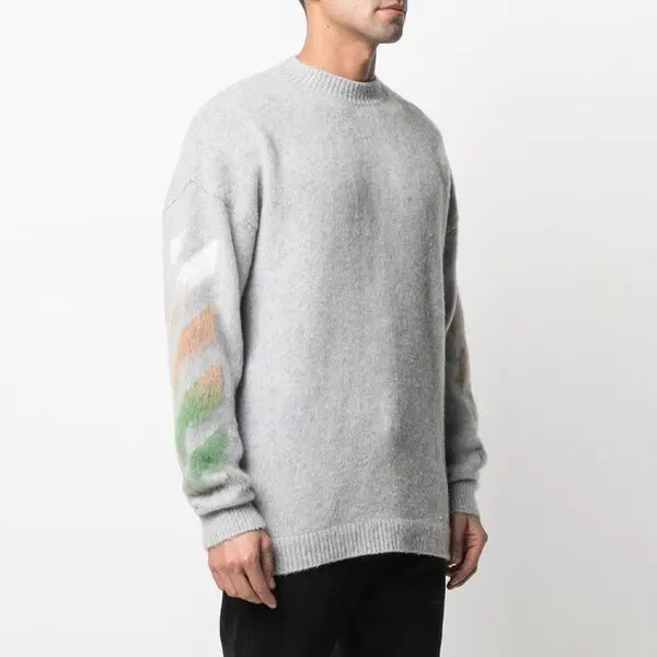 Off-White Ss21 Logo Printing Stripe Knit Gray