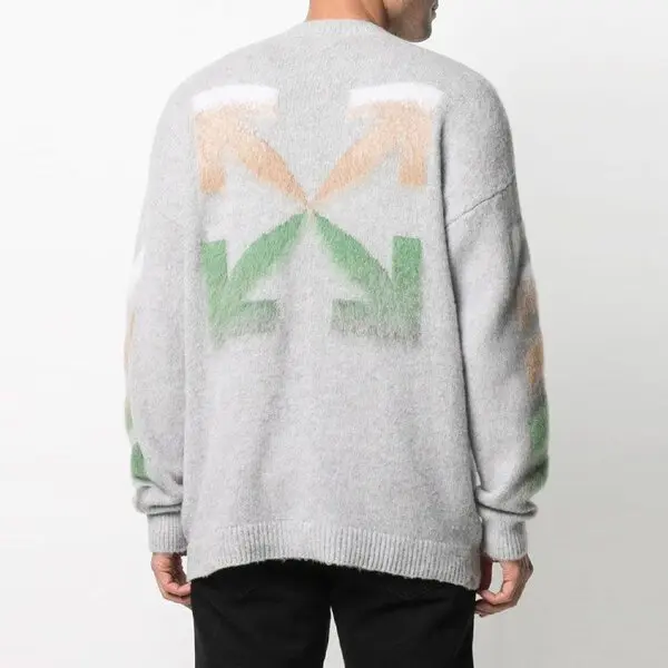 Off-White Ss21 Logo Printing Stripe Knit Gray