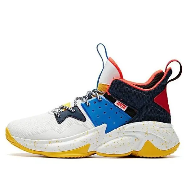 ANTA Mid Top Athletic Sneakers - White/black/blue