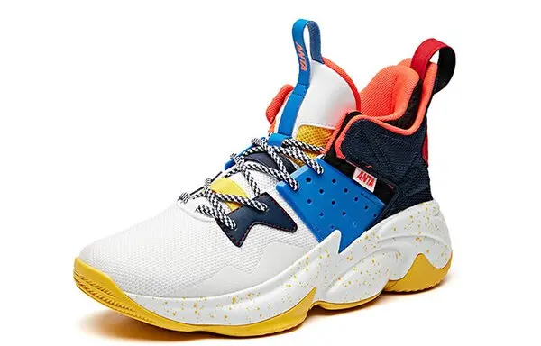 ANTA Mid Top Athletic Sneakers - White/black/blue