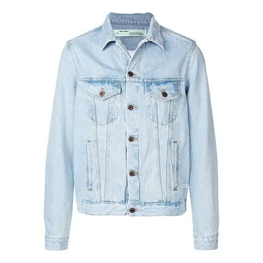 Off-White Logo Printed Denim Jacket - Creamy