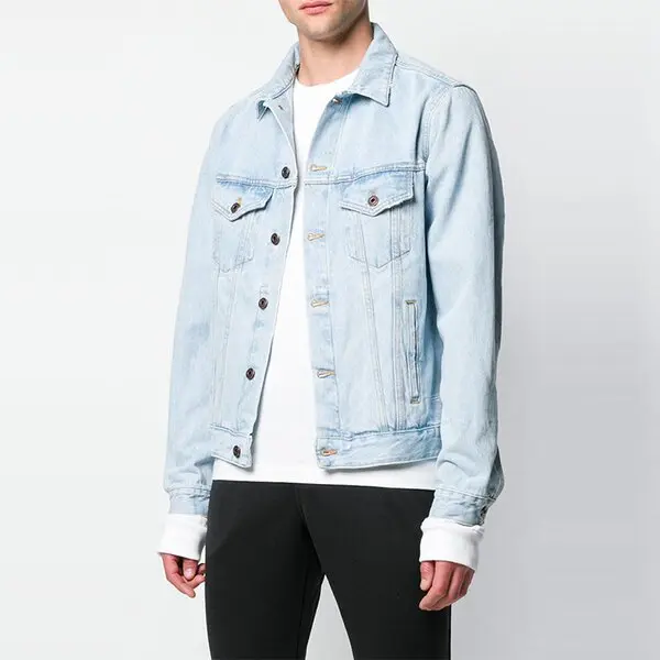 Off-White Logo Printed Denim Jacket - Creamy