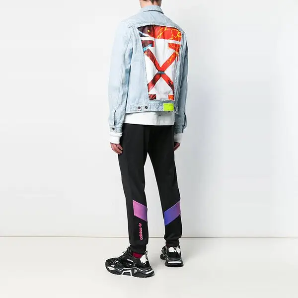 Off-White Logo Printed Denim Jacket - Creamy