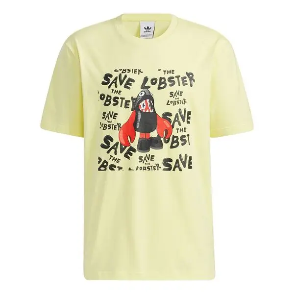 Adidas Originals Artist Tee Ss Cartoon Printing Casual Sports Short Sleeve - Yellow