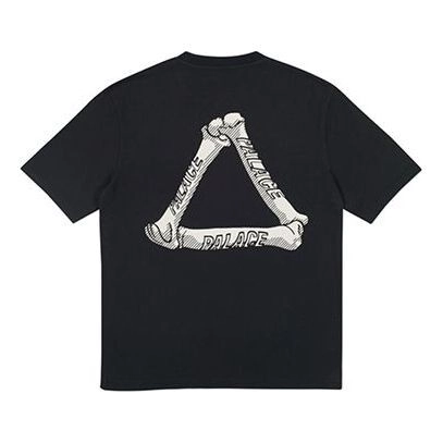 PALACE Bones Letter Round Collar Short-sleeve Tee - Black