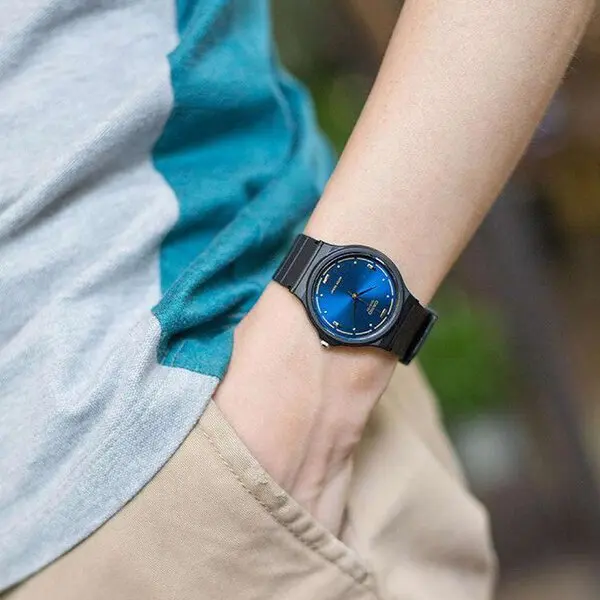 Casio Analog Watch With Blue Dial And Black Strap