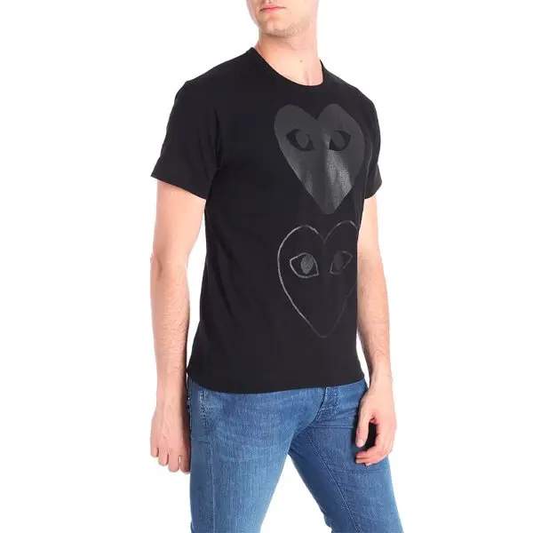 Play Comme Des Garcon Double Hearts T-shirt - Black