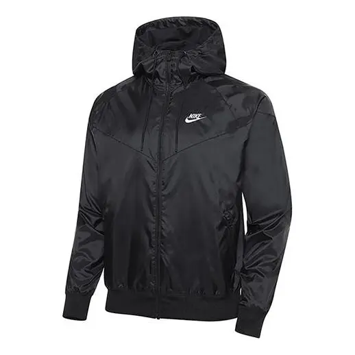 Nike Zipper Hooded Windproof Jacket - Black