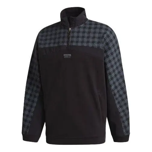 Adidas Originals D Sweat Grp Half Zipper Plaid Casual Sports - Black