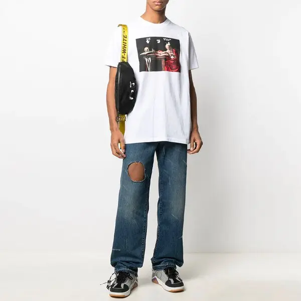Off-White Ss21 Printing Pattern Round Neck Short Sleeve - White