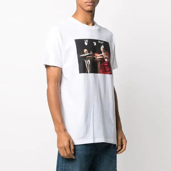 Off-White Ss21 Printing Pattern Round Neck Short Sleeve - White