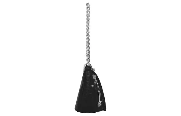 Balenciaga Le Cagole Mini Bag With Chain Crocodile Embossed - Black