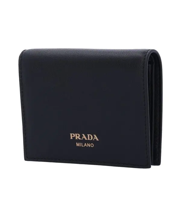 Prada Fw24 Gold Metal Logo Wallet