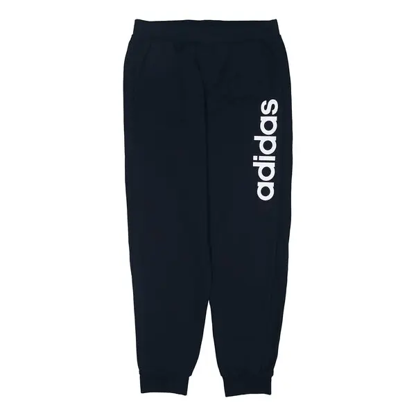 Adidas Neo Logo Printing Fleece Lined Stay Warm Bundle Feet Sports Pants/trousers/joggers - Black