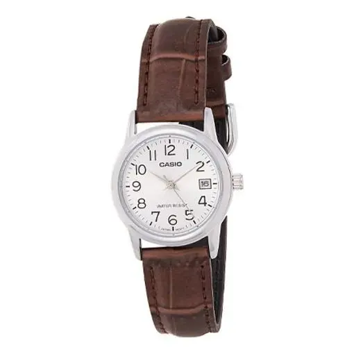 Casio Analog Quartz Watch With Leather Strap - White