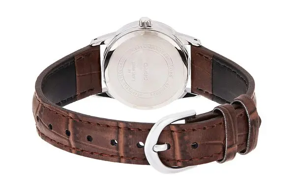 Casio Analog Quartz Watch With Leather Strap - White