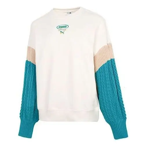 PUMA Colorblock Crewneck Sweatshirt - White/beige/blue