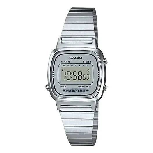 Casio Vintage Dial Steel Link Band Digital Watch - Silver