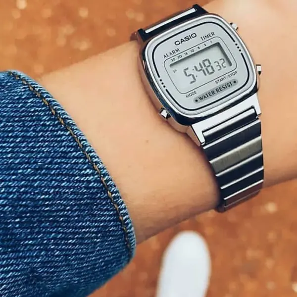 Casio Vintage Dial Steel Link Band Digital Watch - Silver