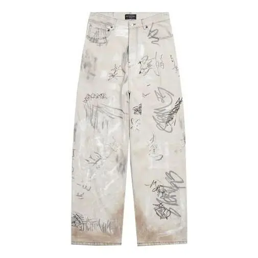 Balenciaga Graffiti Baggy Jeans - Grey
