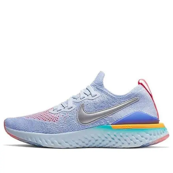Nike Epic React Flyknit 2 Athletic Sneakers - Blue/pink/silver