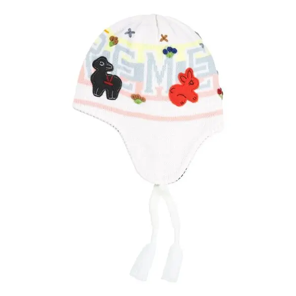 Supreme Felt Appliqué Earflap Beanie - White