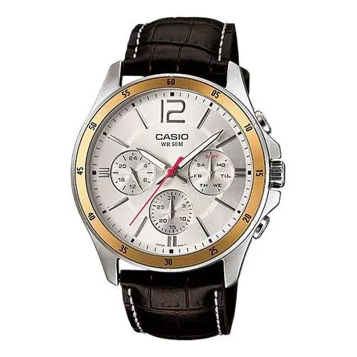 Casio Enticer Series Retro Leather Strap Analog Watch - Brown