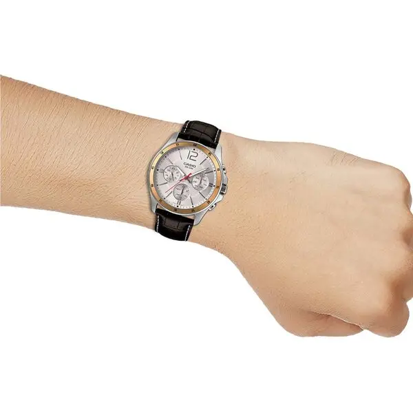 Casio Enticer Series Retro Leather Strap Analog Watch - Brown