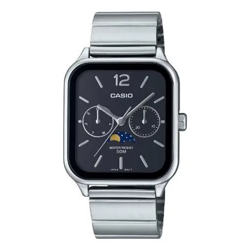 Casio Analog Watch With Stainless Steel Band - Silver/black
