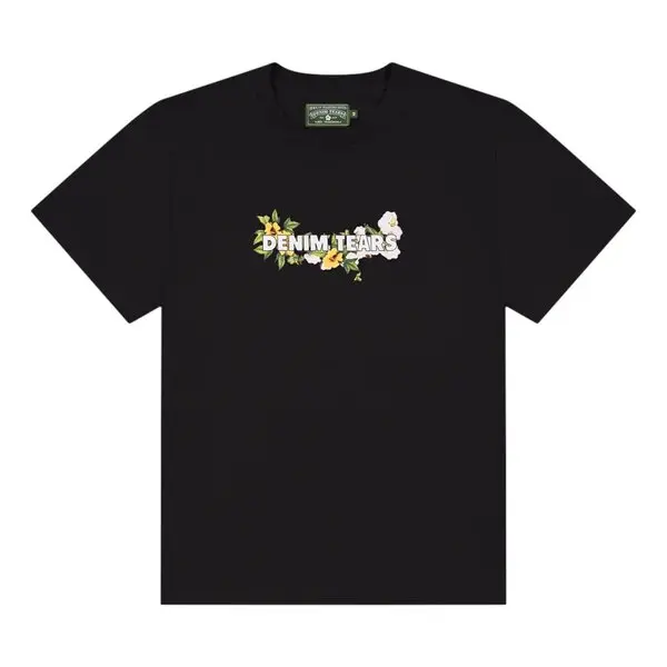 DENIM TEARS Cotton Floral Logo T-shirt - Black