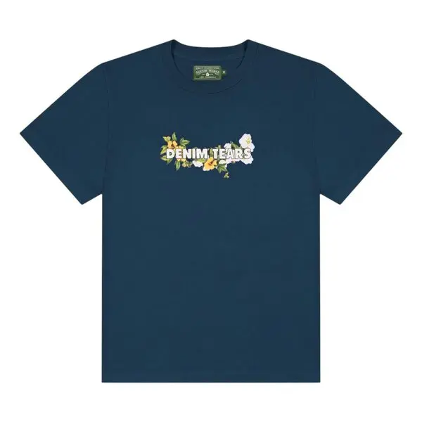 DENIM TEARS Cotton Floral Logo T-shirt - Navy