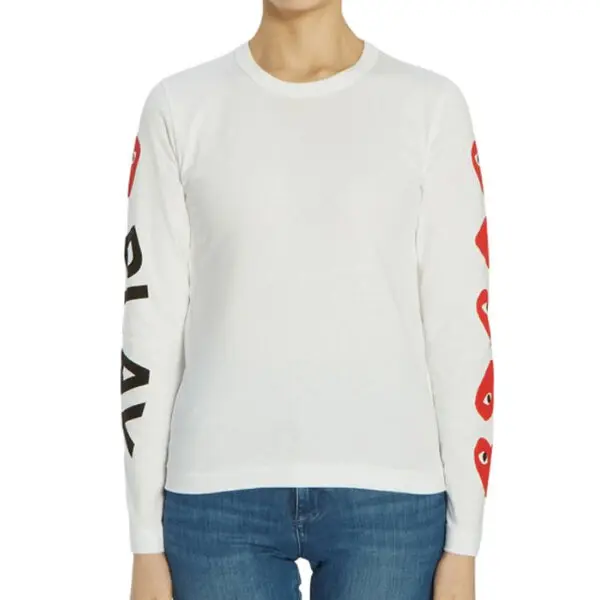 Play Comme Des Garcon Long Sleeve T-shirt With Heart Motif